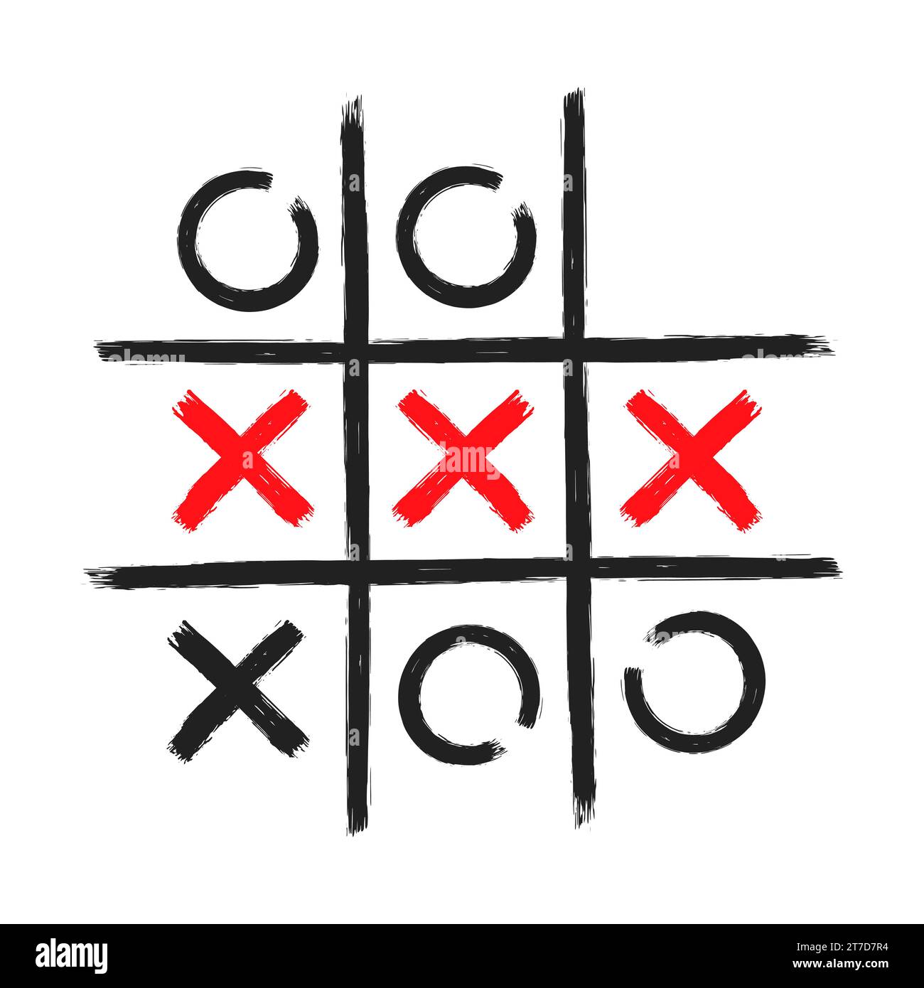 Tic tac toe xo game hand drawn grid doodle template vector illustration ...