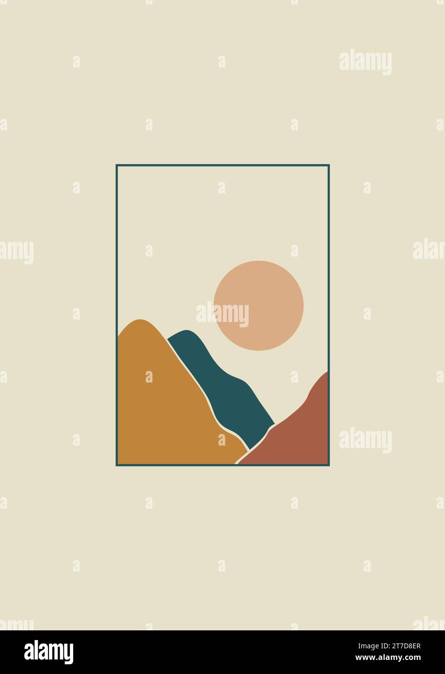 Aesthetic minimalist mountains vector illustration Stock Vector Image ...