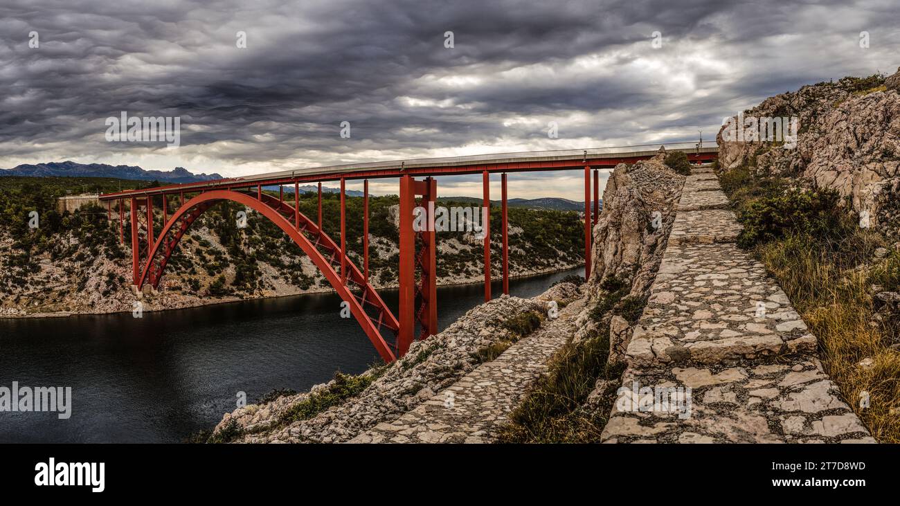 The Maslenica Bridge is a deck arch bridge carrying the D8 state road ...