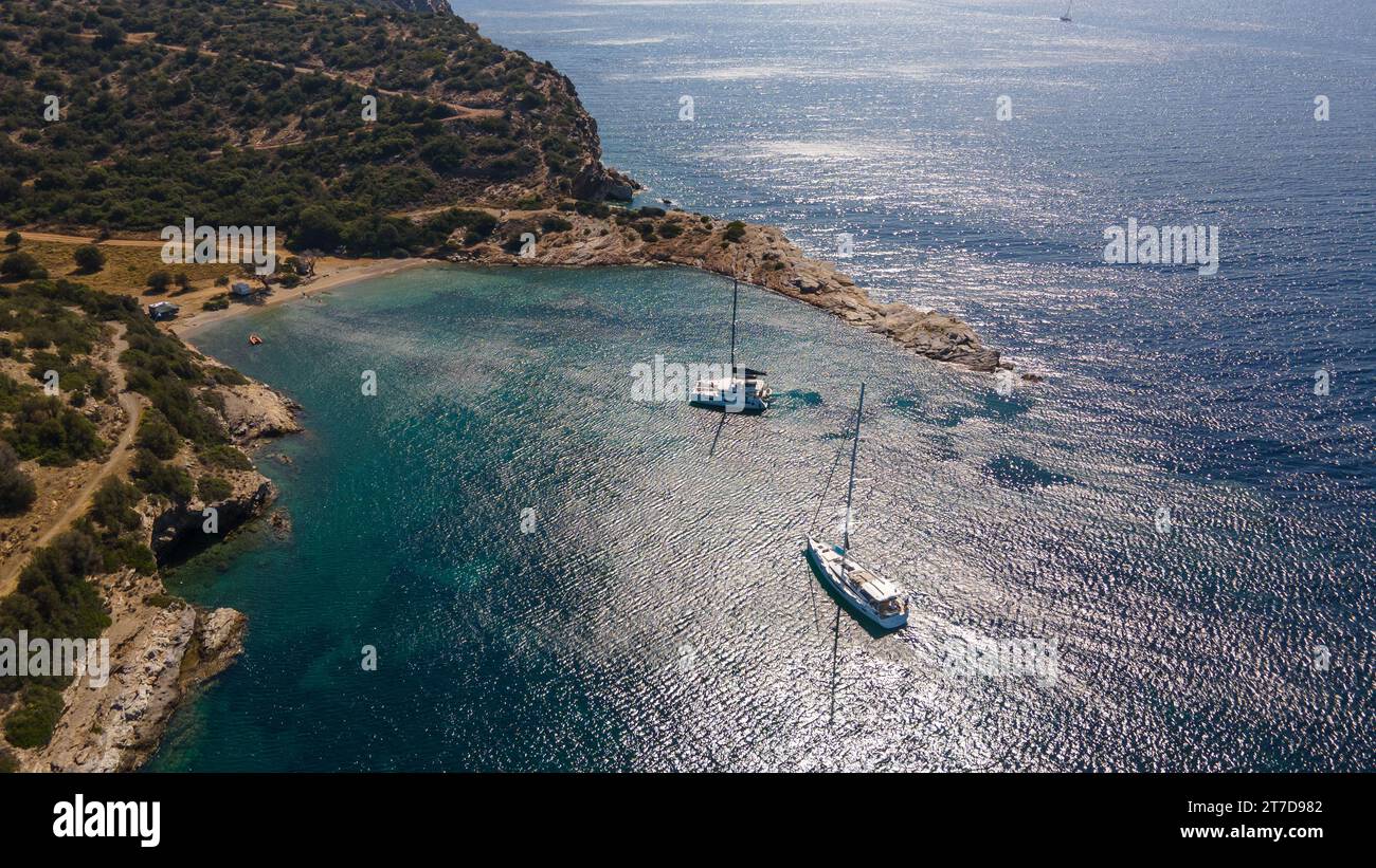 Sailboat anchorage at Soupia , Argolida, Greece Stock Photo - Alamy