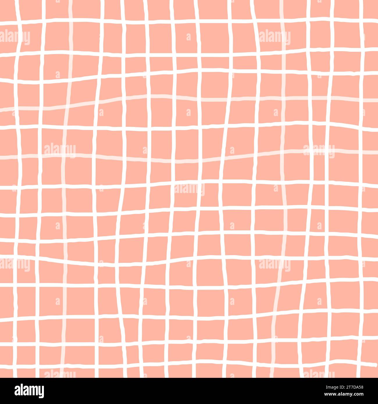 Hand Drawn pink plaid with simple Vector Pattern. Doodle Cottagecore ...
