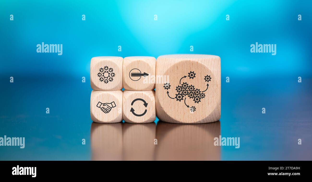 Wooden blocks with symbol of bpo concept on blue background Stock Photo ...