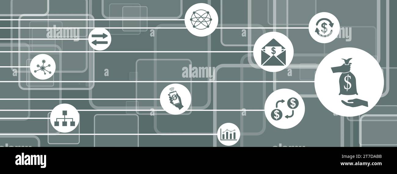 Concept of money transfer with connected icons Stock Photo - Alamy
