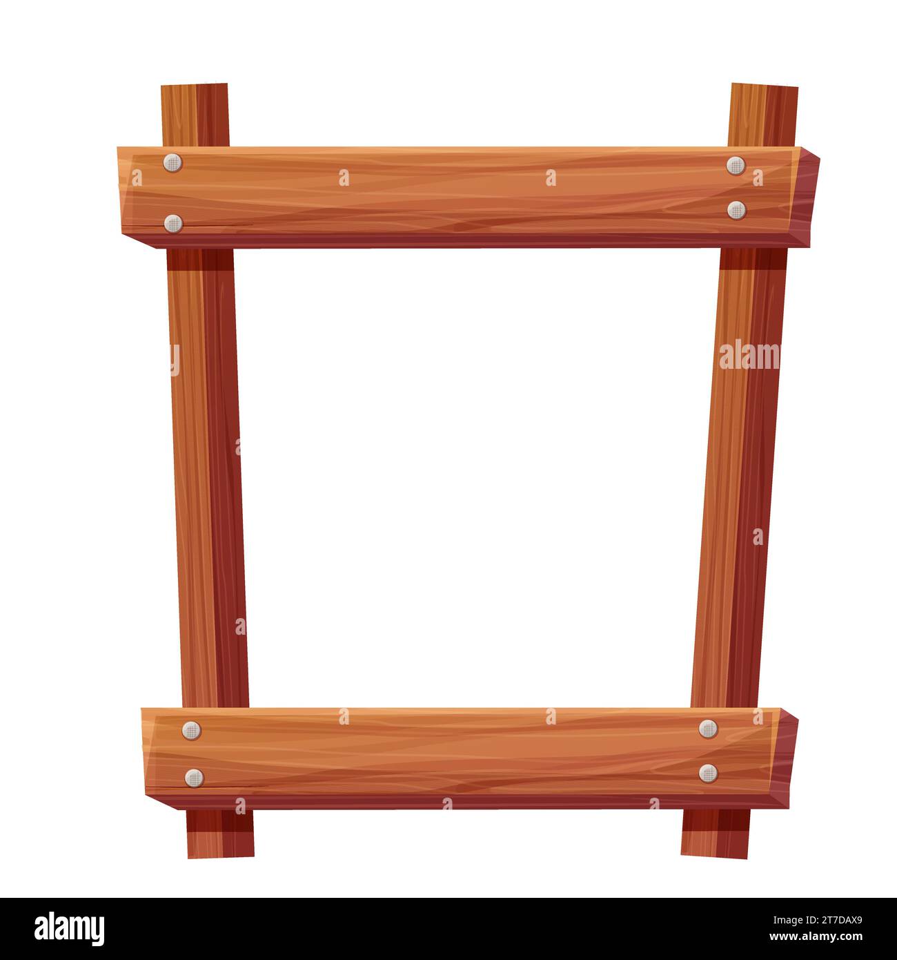 Wooden frame border from planks with nails. Wood board, brown old ...