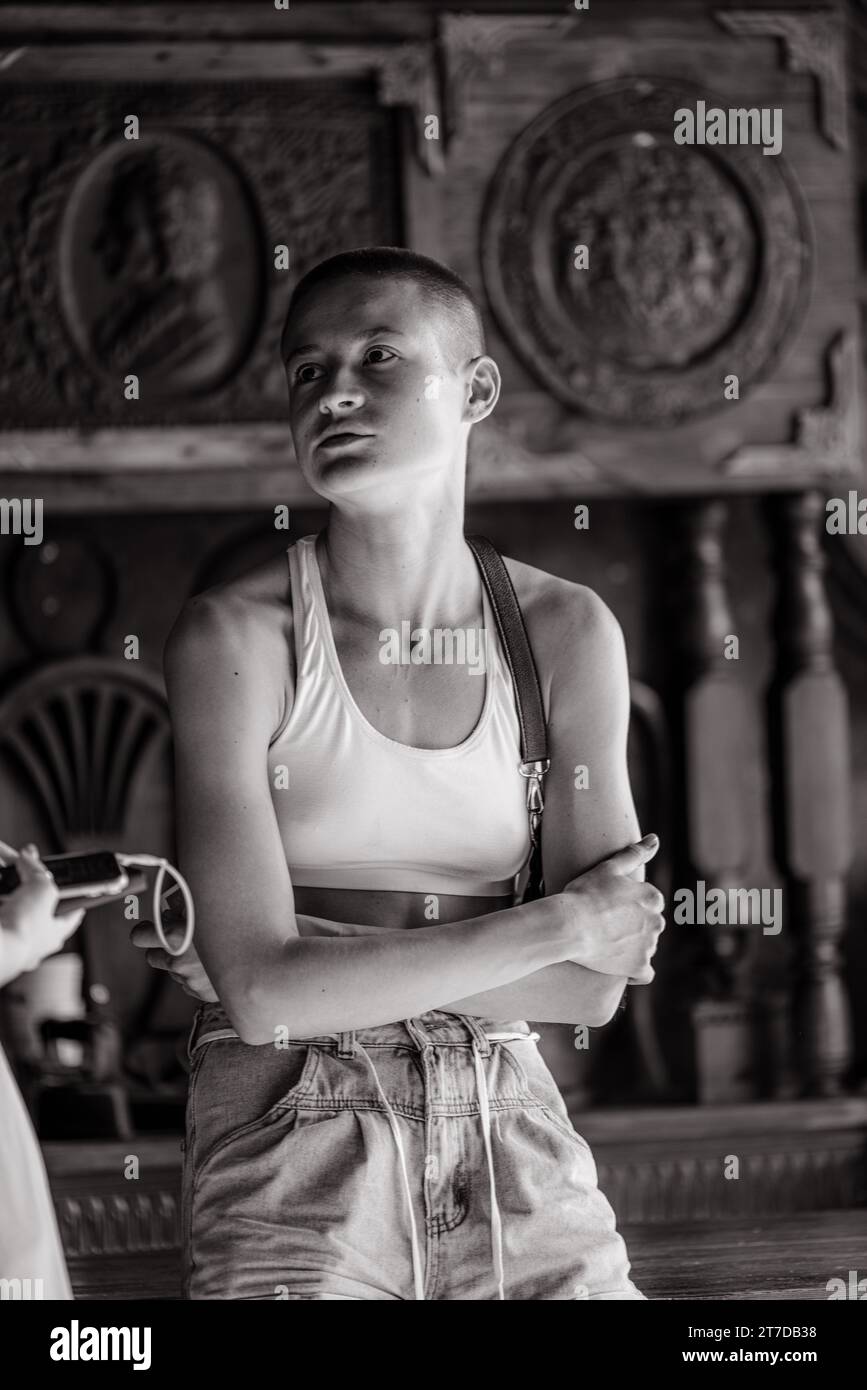 Confident young woman bald head hi-res stock photography and images - Alamy