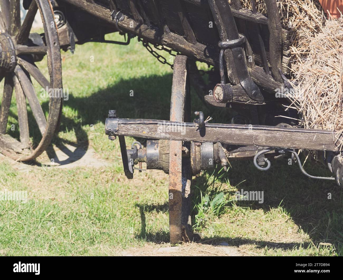 Sunny Day in the Countryside: Hay Cart Closeup Stock Photo - Alamy
