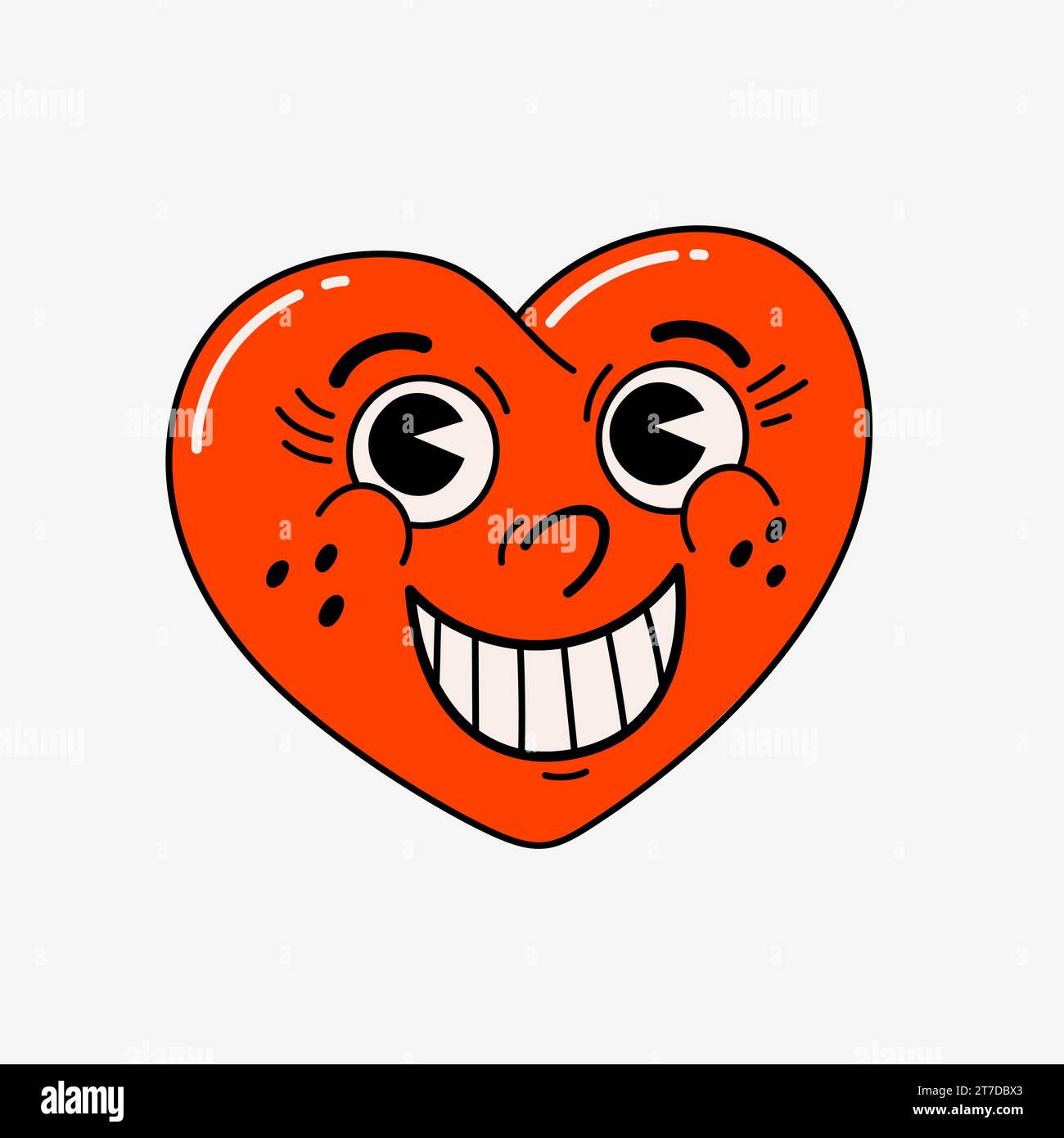 Retro style cartoon heart character. Groovy vintage 70s red heart ...