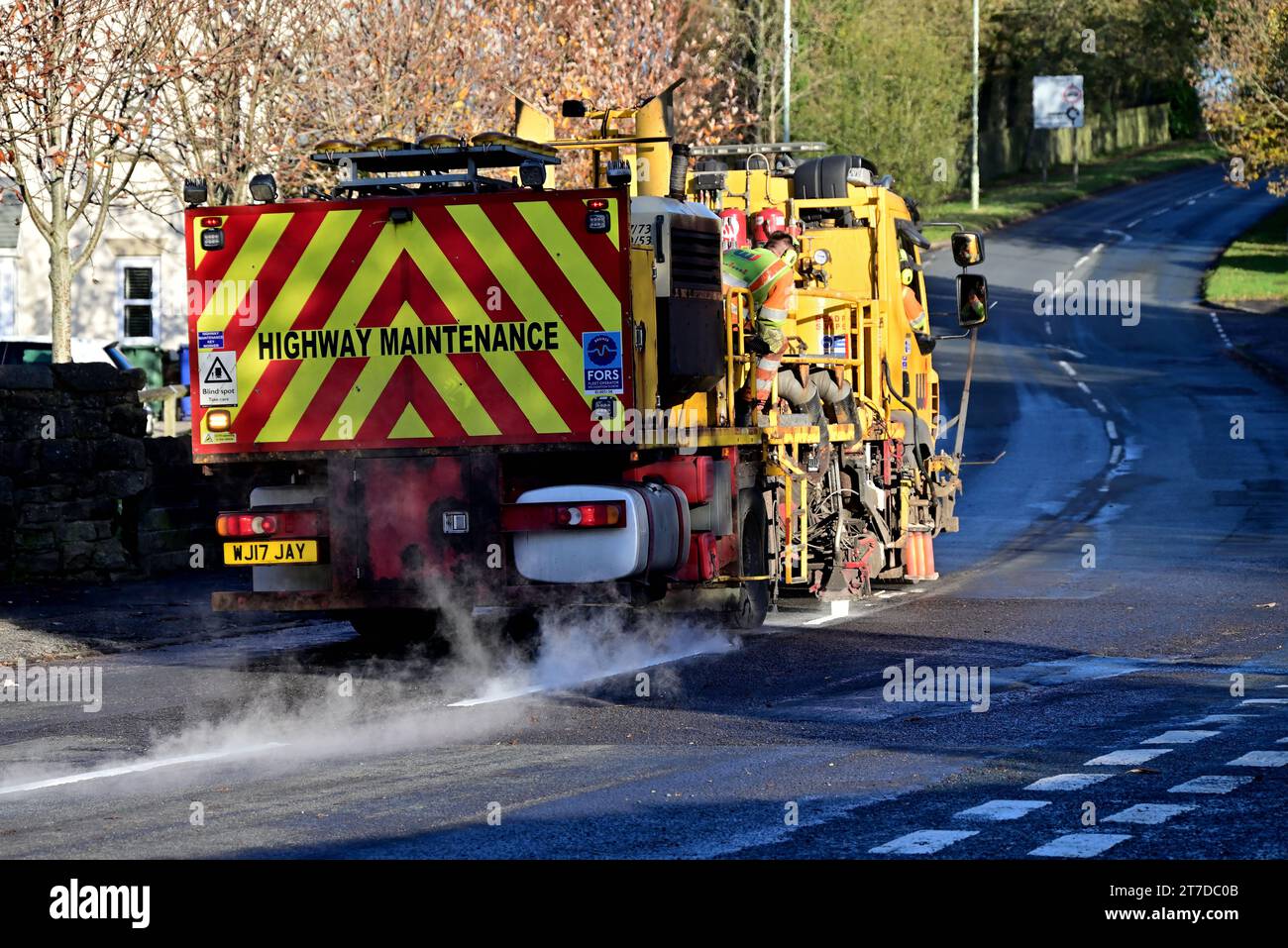 Around the UK - Road safety marking on rural road in Lancashire Stock ...
