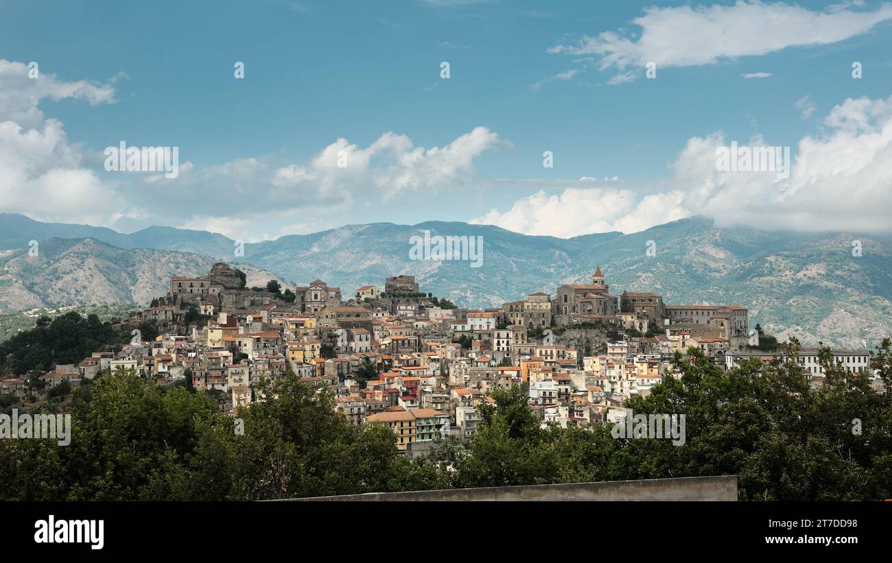panoramic landscape of Castiglione Di Sicilia sicilian village, Catania ...