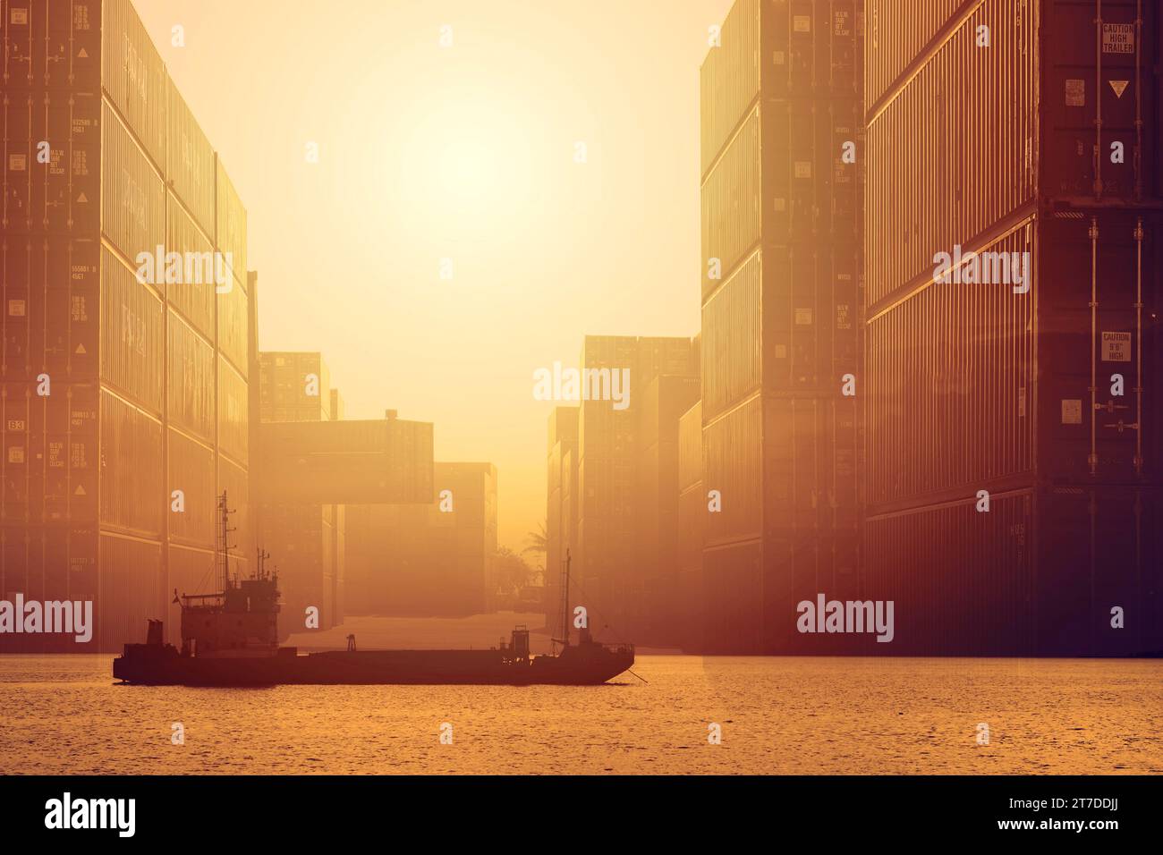 Cargo ship port sunrise hi-res stock photography and images - Alamy