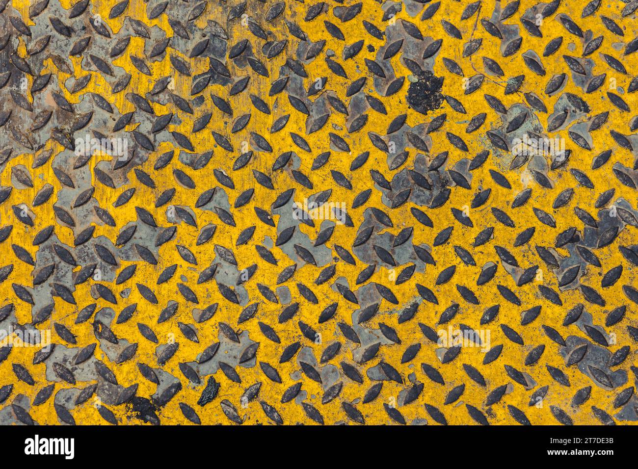 old grunge dirty steel pavement anti slip ground floor yellow color in ...