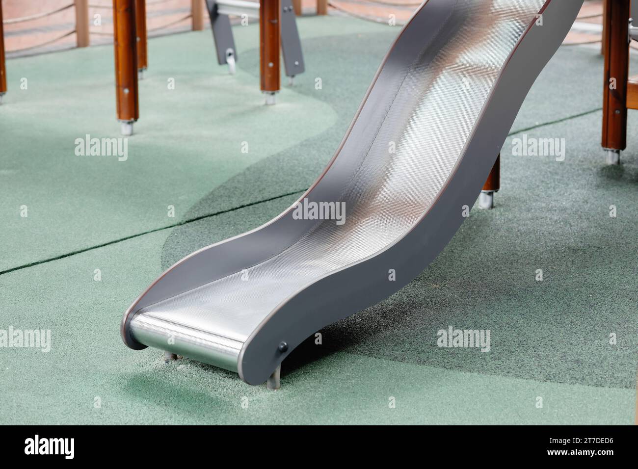 closeup playground slider for children play sliding down to the safety ...