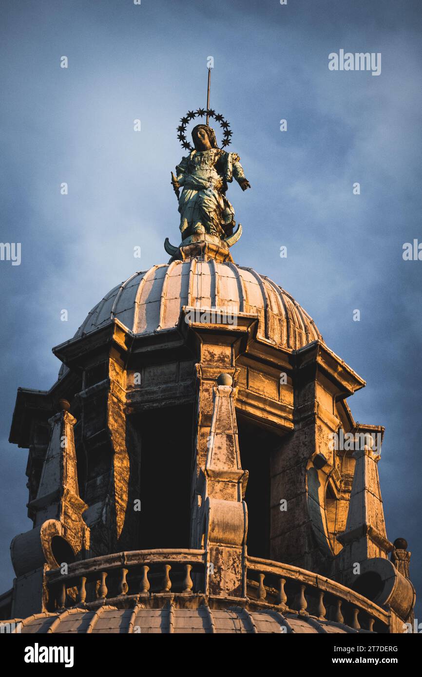 The statue on the dome of Basilica di Santa Maria della Salute. Venice ...