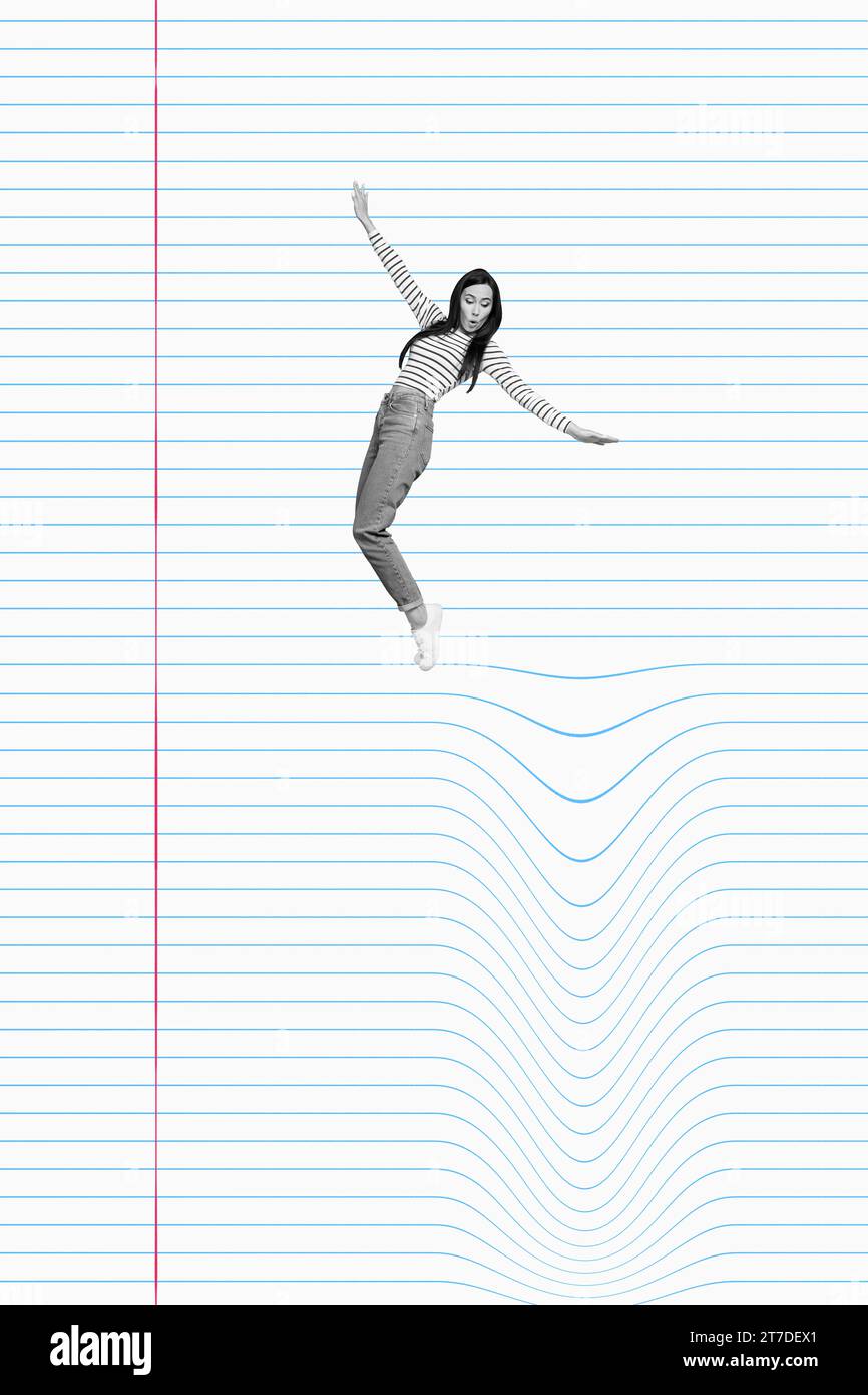 Vertical contemporary design collage artwork of miniature young girl ...