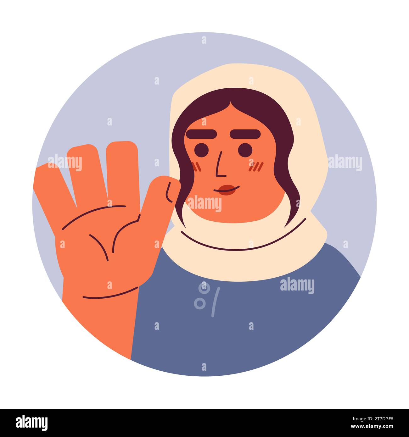 Adult hijab lady saying hi hello 2D vector avatar illustration Stock ...