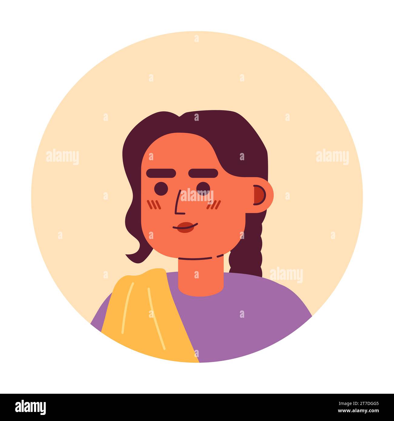 Saree indian young woman relaxed smiling 2D vector avatar illustration ...