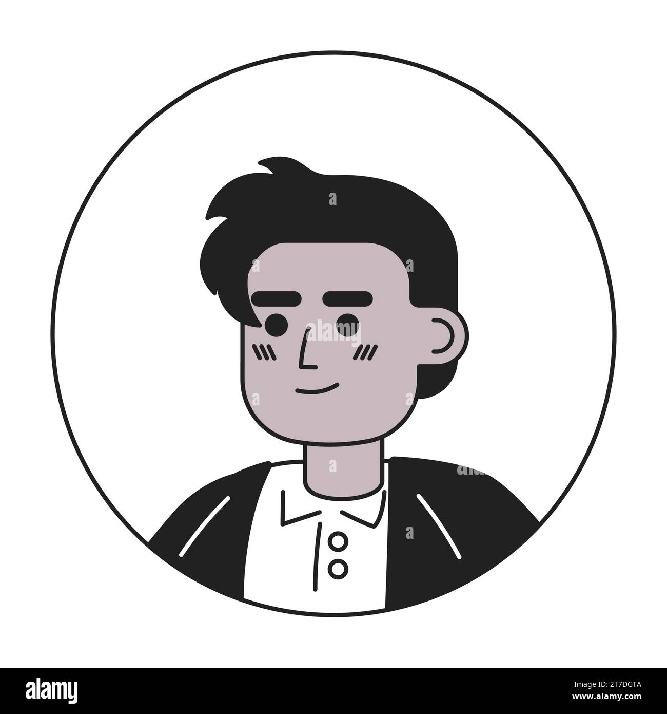 African american guy relaxed staring black and white 2D vector avatar ...