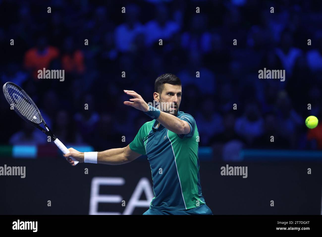 Torino, Italy. 14th Nov, 2023. Novak Djokovic of Serbia in action during the singles match ...