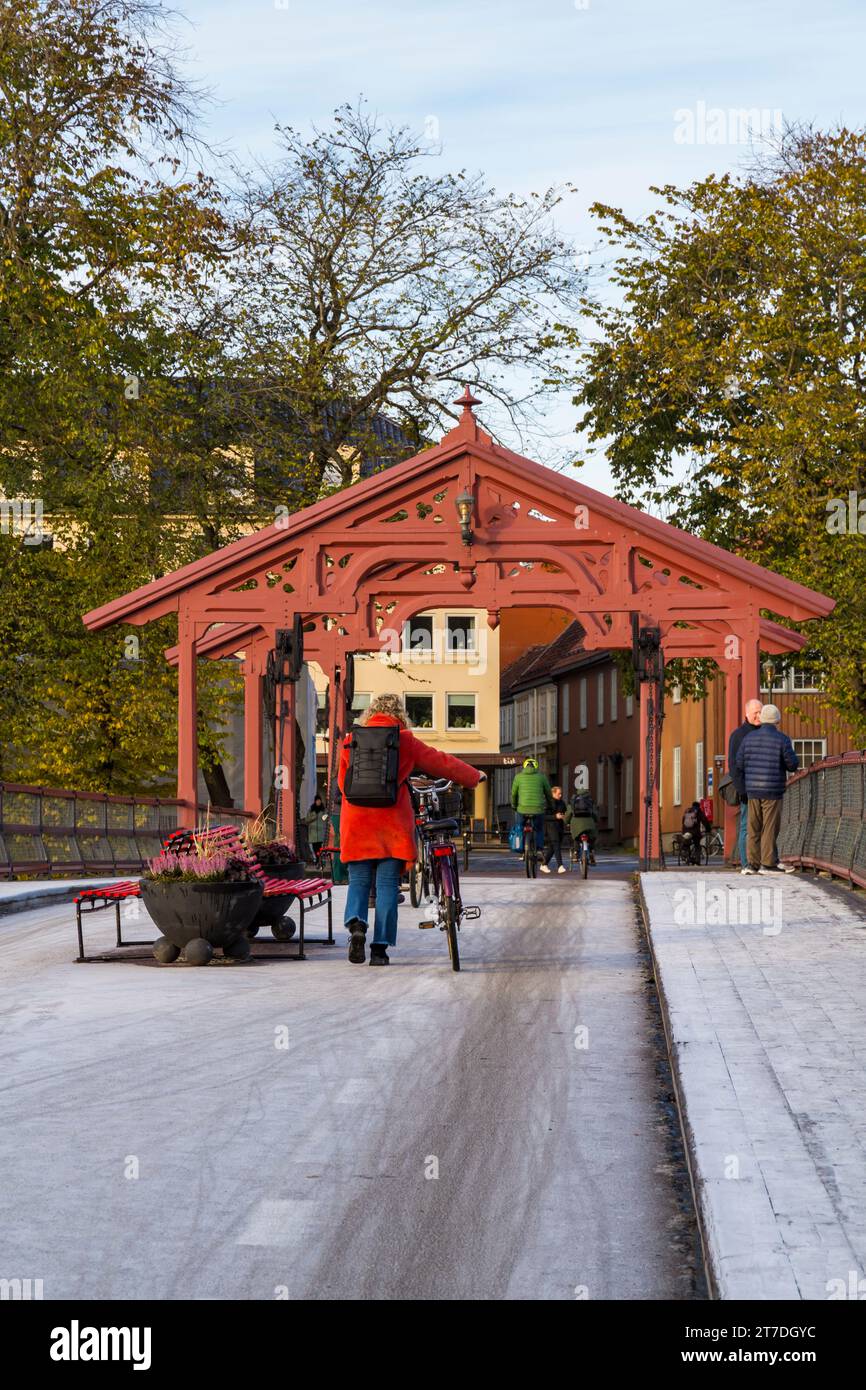 Gamle Bybro, Old Town Bridge with beautiful red gates, known as “The ...