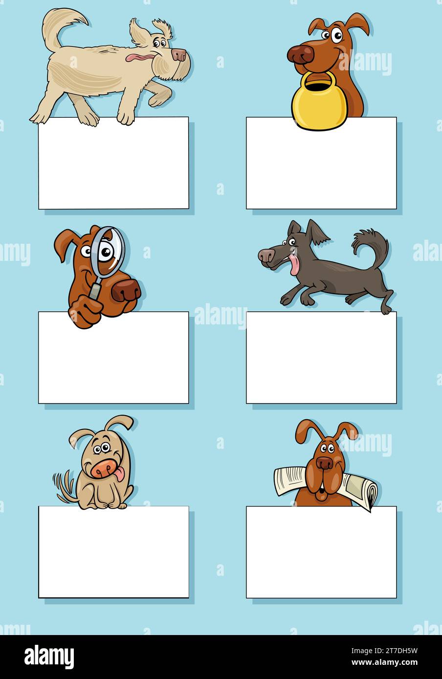 Cartoon illustration of dogs and puppies animal characters with blank ...