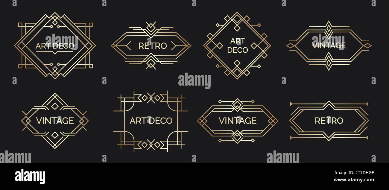 Art deco labels. Retro geometric shapes with elegant arabic lettering ...