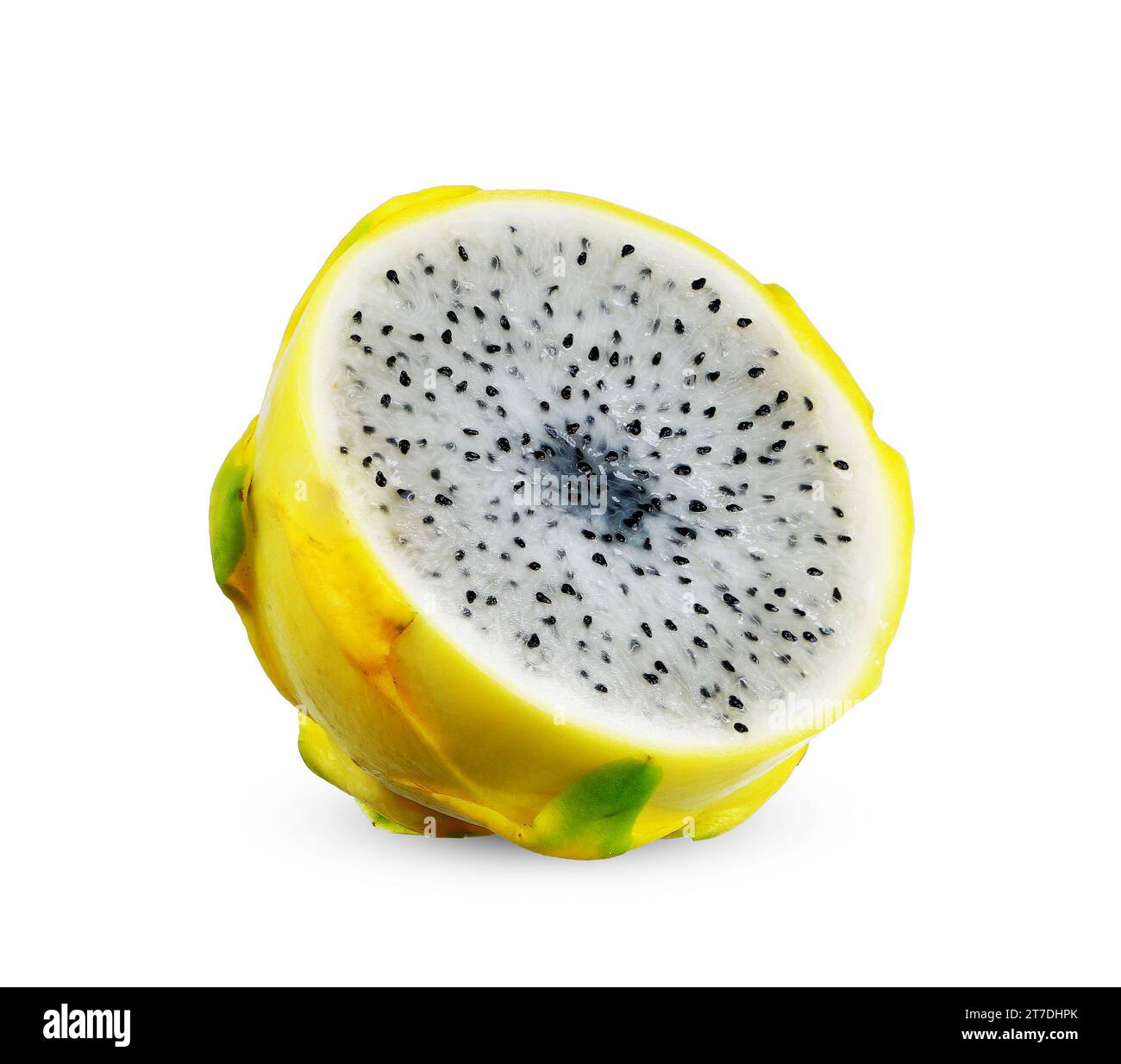 Half of yellow dragon fruit isolated on white background. dragon fruit ...