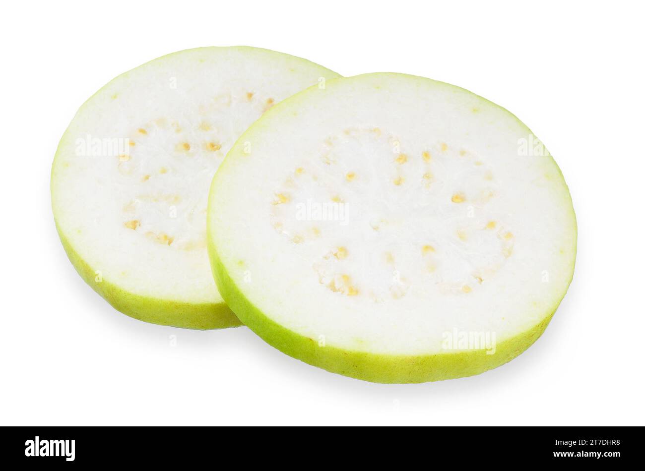 Sliced of Guava fruit isolated on white background. Guava clipping path ...