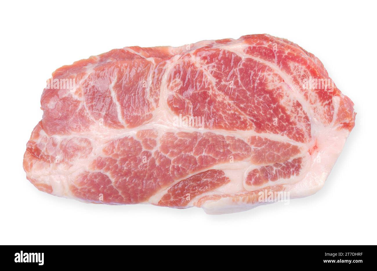 Top view sliced raw pork meat isolated on white background. pork ...