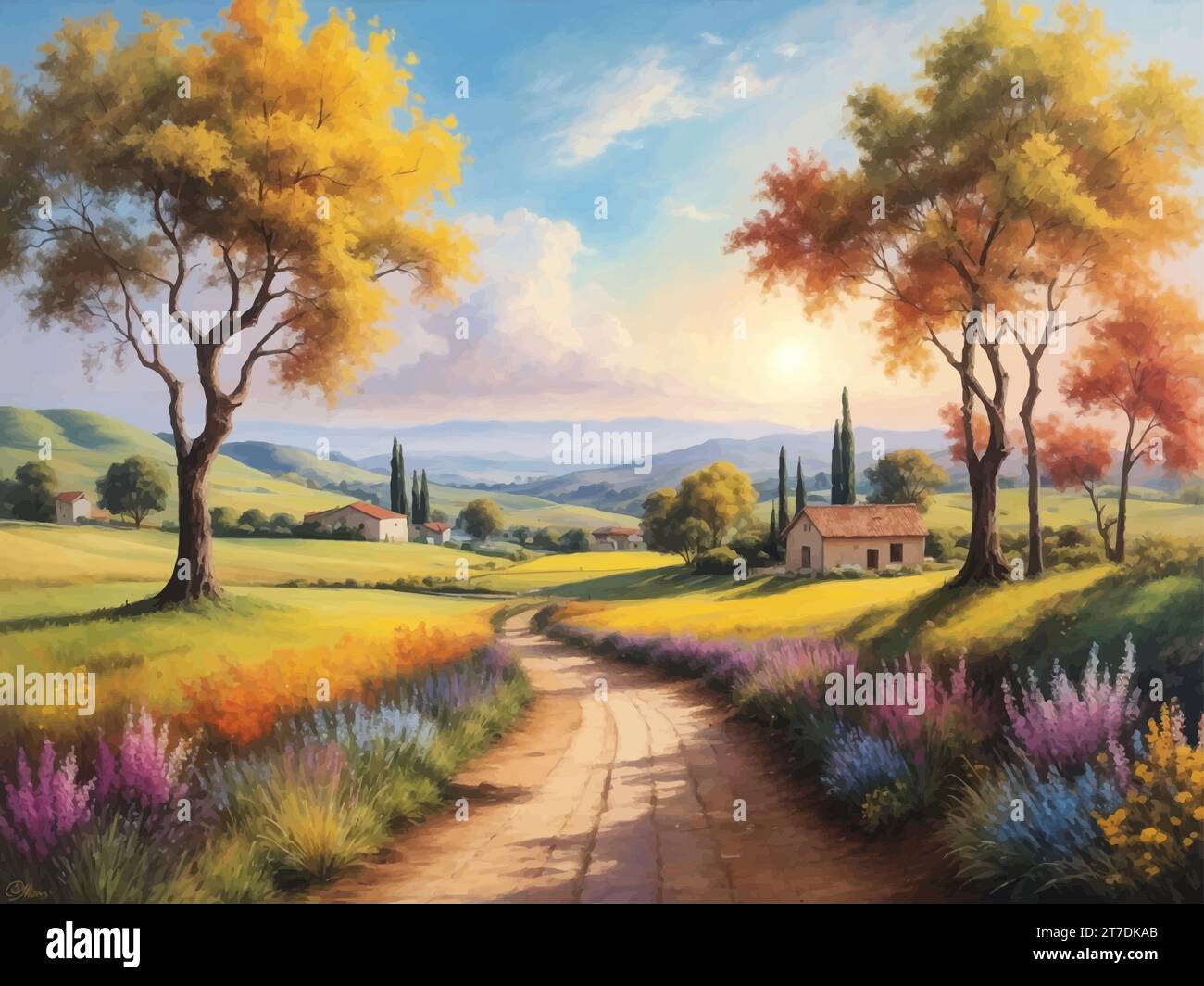 Colorful landscape painting hi-res stock photography and images - Alamy