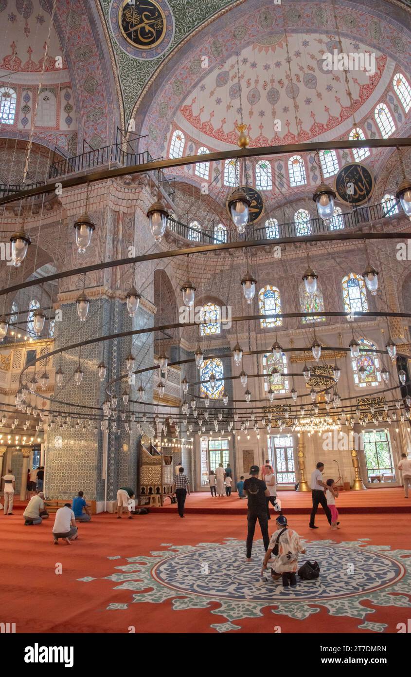 Interior scene in the New Mosque, Yeni Cami, in Istanbul, Turkey Stock ...
