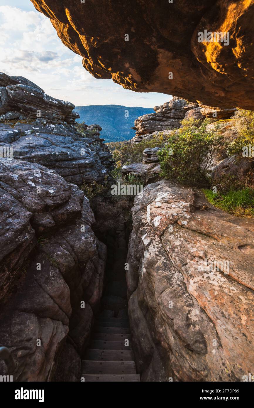 Grampians rugged mountain ranges viewed from Pinnacle walking trail at ...