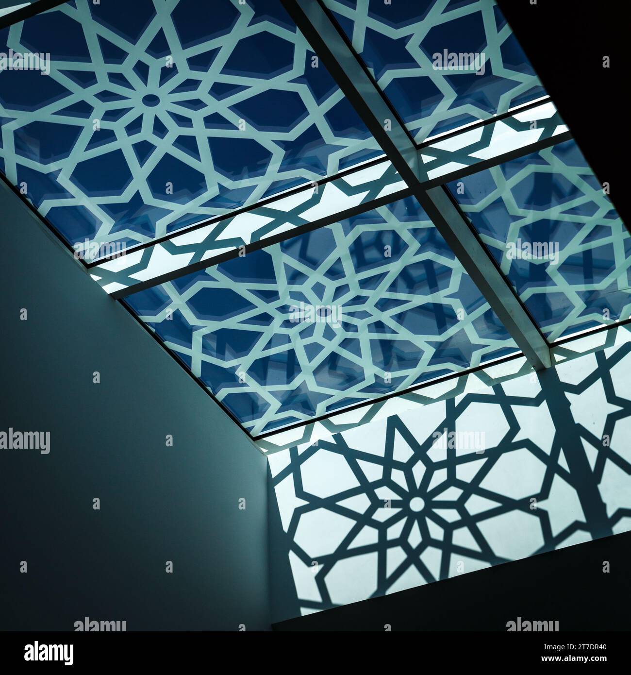 Decorative glass window inside the Sheikh Zayed Grand Mosque. Abu Dhabi ...