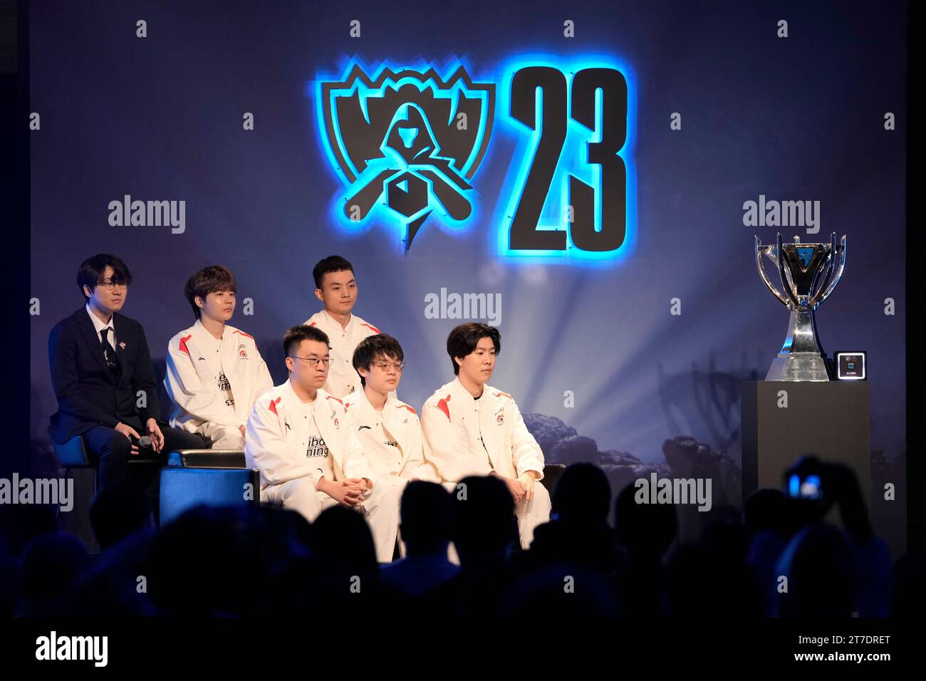 Members of team Weibo Gaming attend during the media day for the 2023 ...