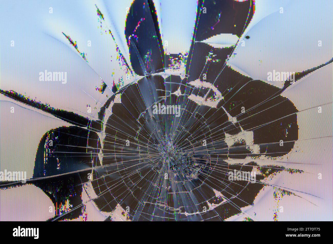 damaged LCD screen with cracks, full-frame background and texture Stock ...