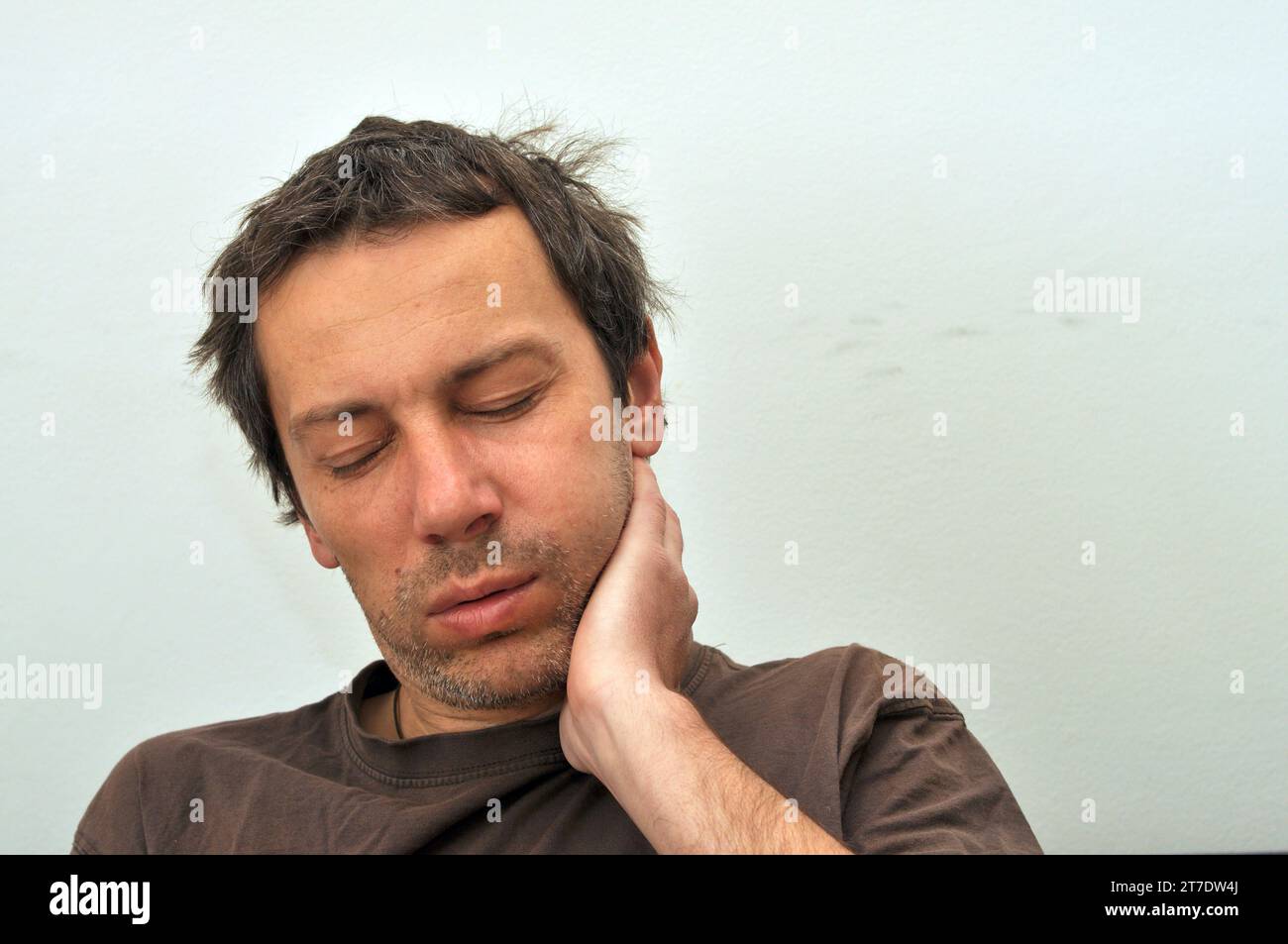 Dental problems. Portrait of unhealthy man suffering acute toothache ...