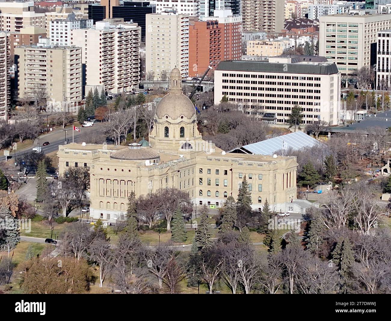 Aerial view of a bustling metropolitan cityscape featuring tall ...