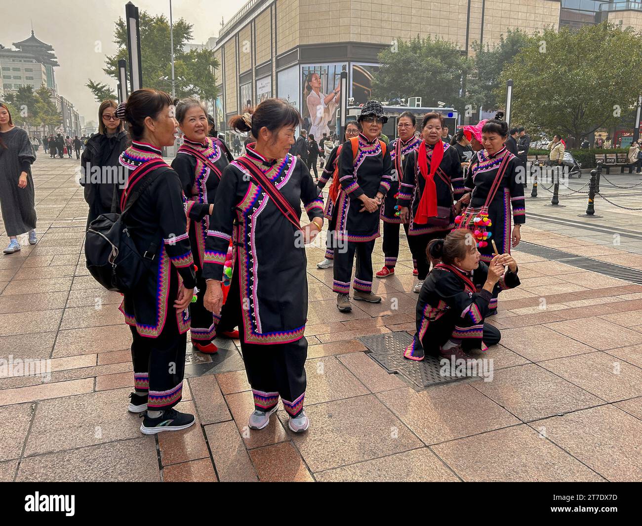 Beijing, China, Street Scene, Large crowd of older women, Senior People ...