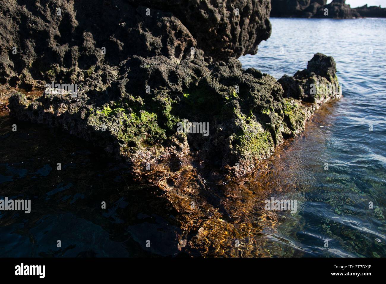 Coastline formed by volcanic activity in Ogi coast in Sado Island ...
