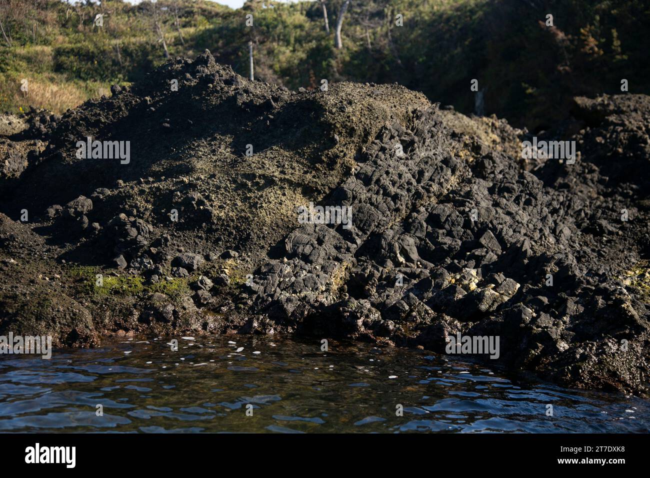 Coastline formed by volcanic activity in Ogi coast in Sado Island ...