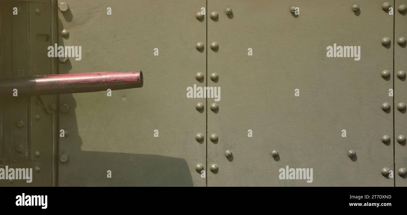 The texture of the wall of the tank, made of metal and reinforced with ...