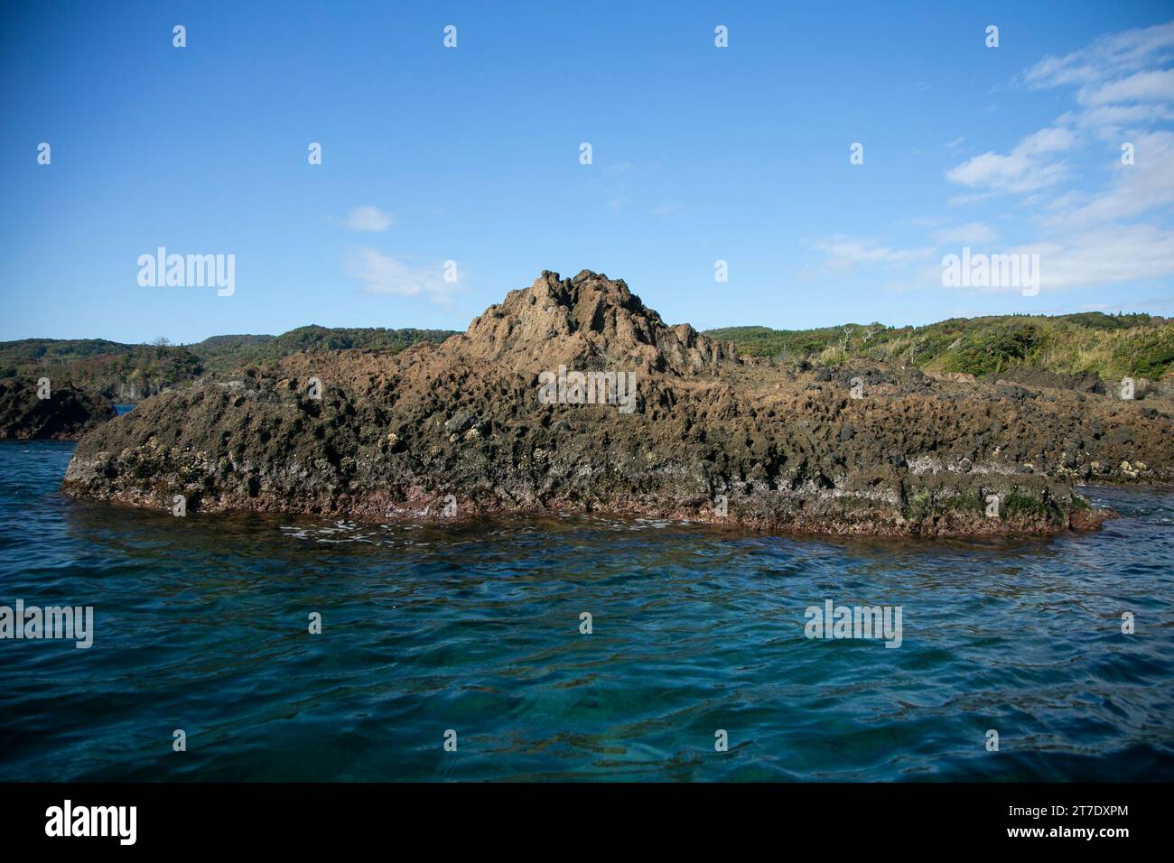 Coastline formed by volcanic activity in Ogi coast in Sado Island ...