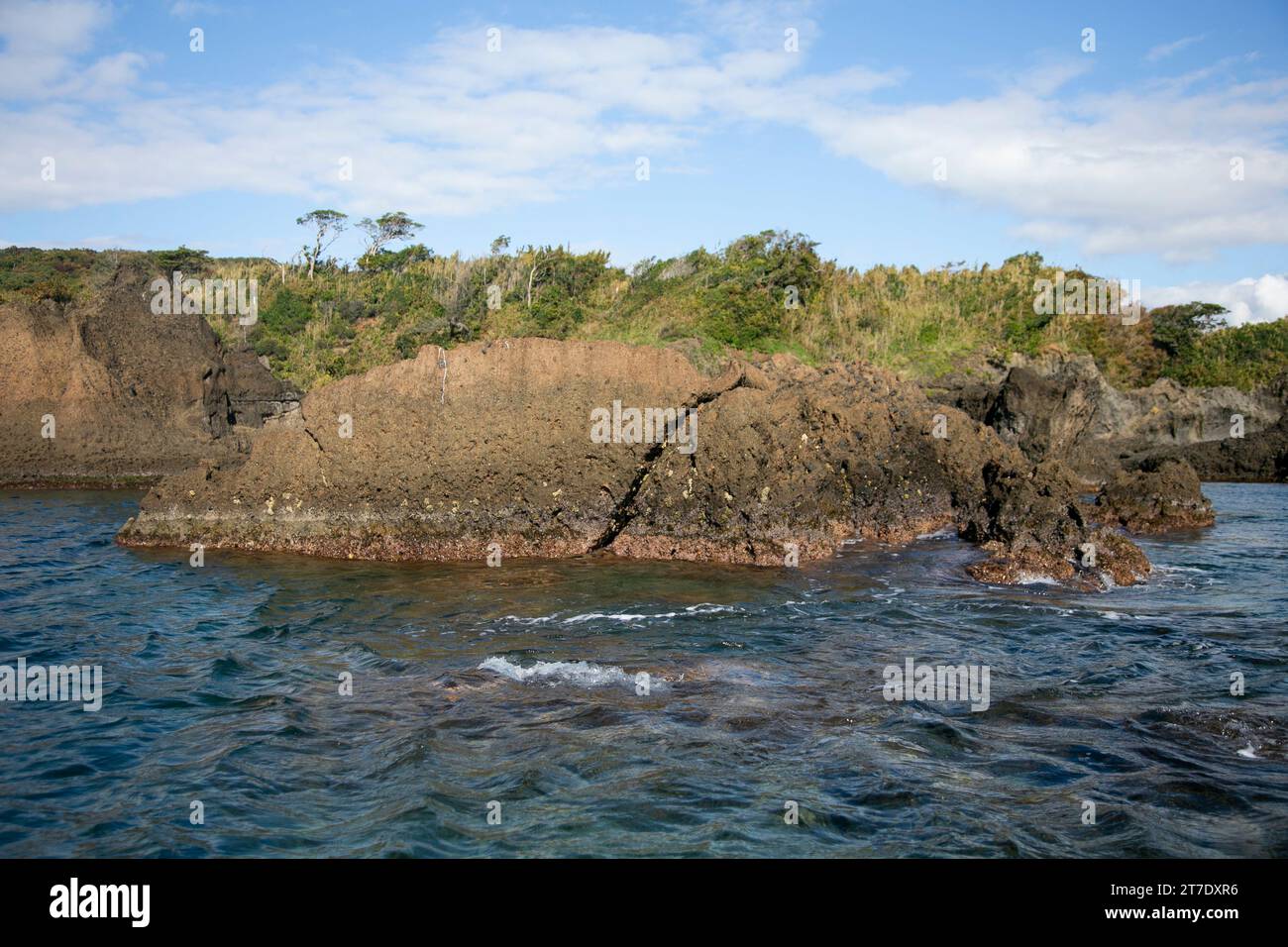 Coastline formed by volcanic activity in Ogi coast in Sado Island ...