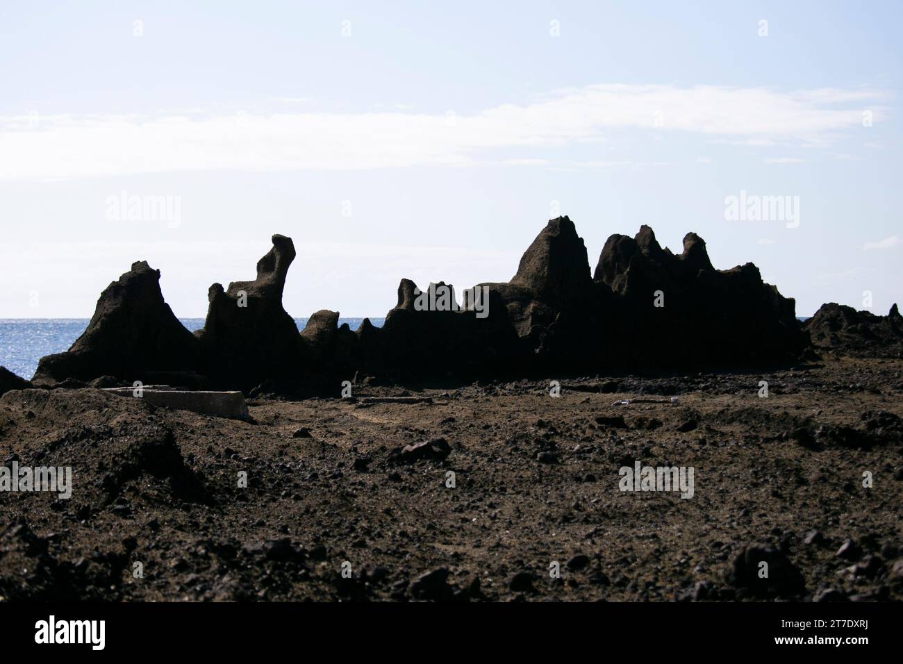 Coastline formed by volcanic activity in Ogi coast in Sado Island ...