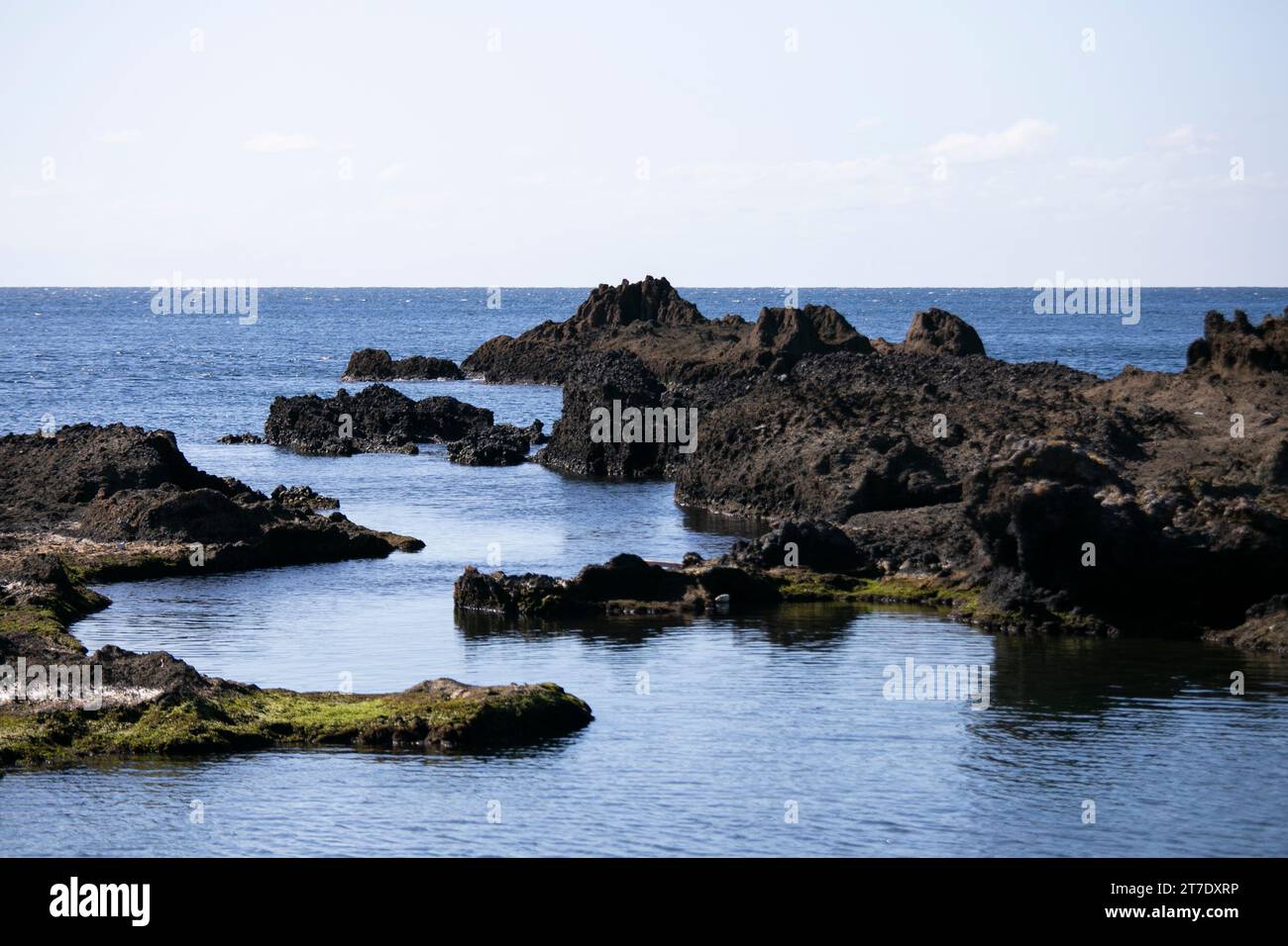 Coastline formed by volcanic activity in Ogi coast in Sado Island ...