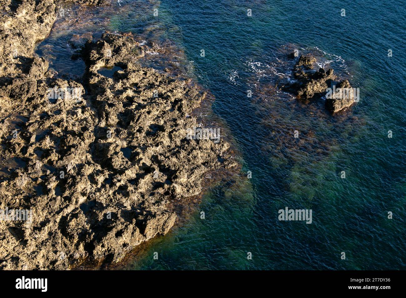 Coastline formed by volcanic activity in Ogi coast in Sado Island ...