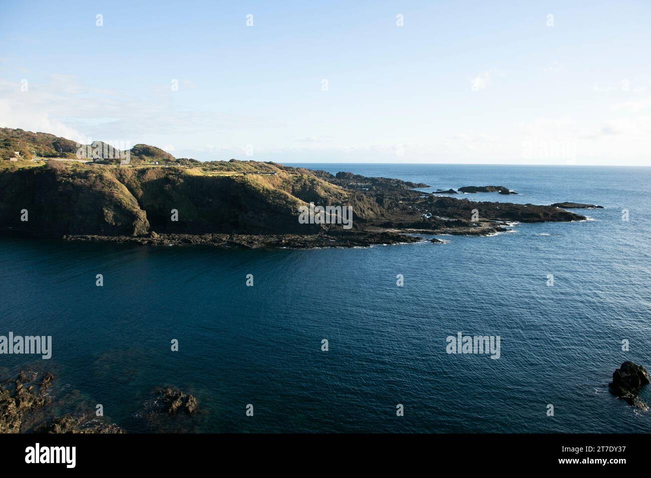 Coastline formed by volcanic activity in Ogi coast in Sado Island ...