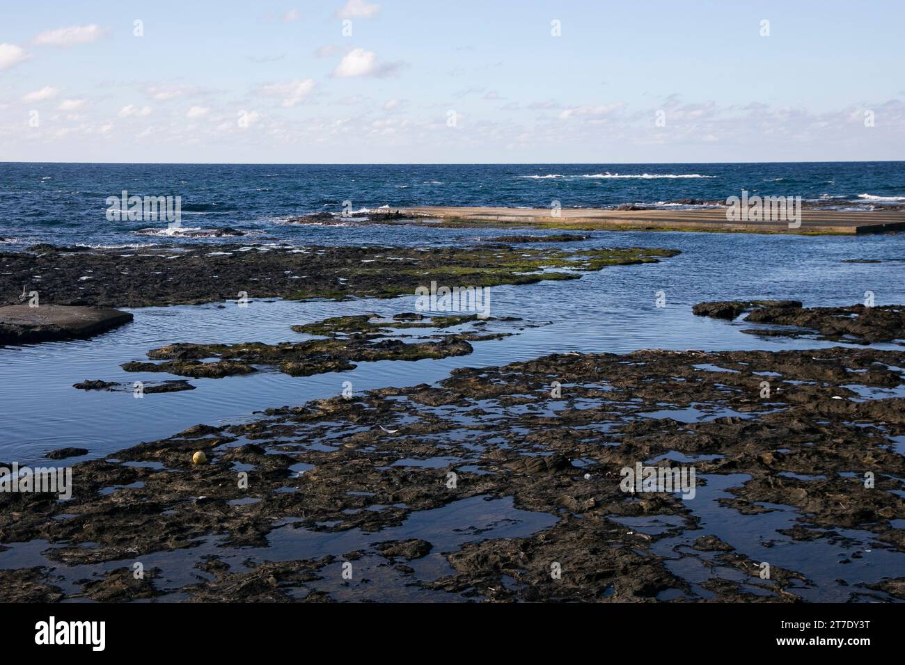Coastline formed by volcanic activity in Ogi coast in Sado Island ...
