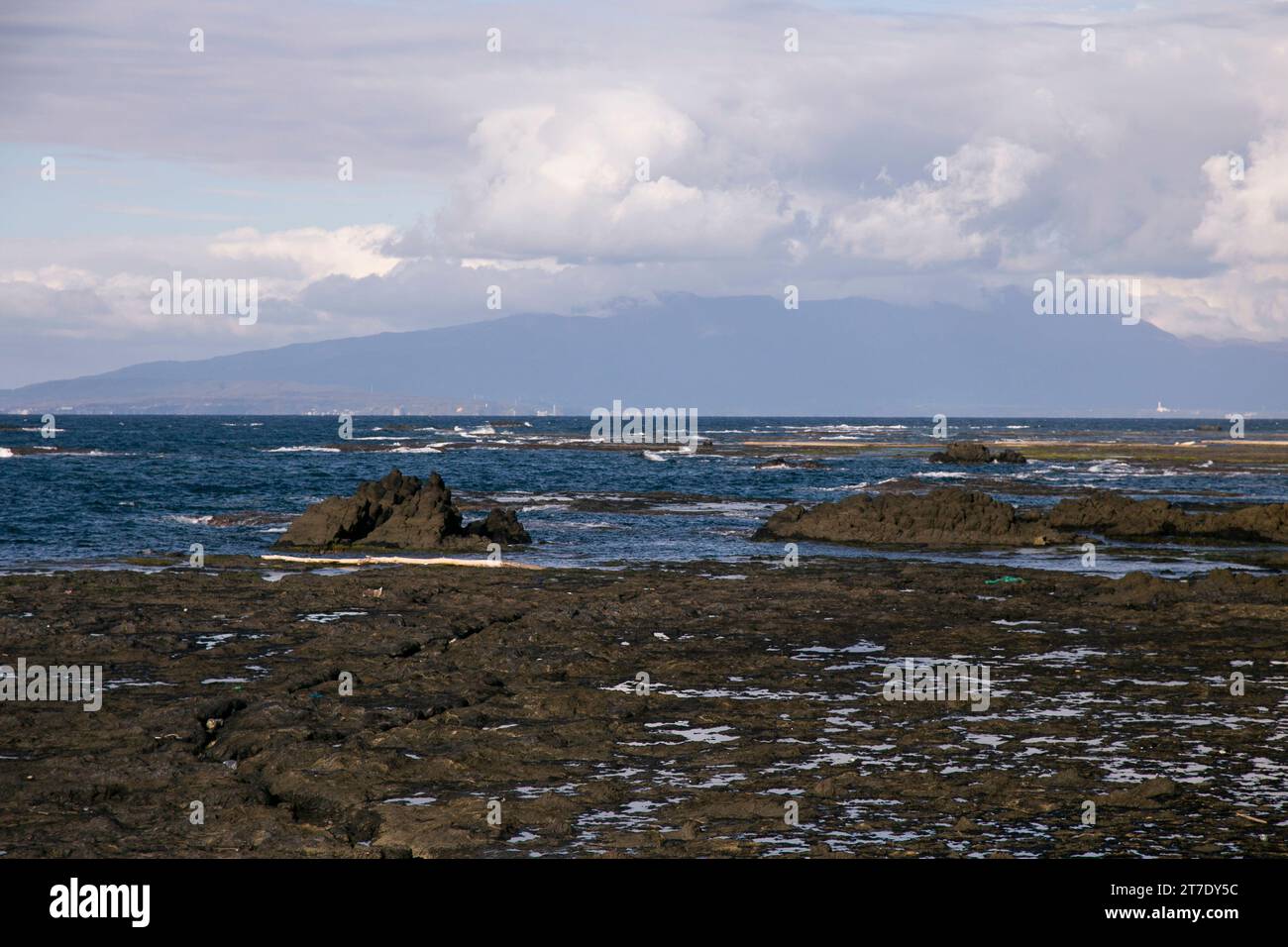 Coastline formed by volcanic activity in Ogi coast in Sado Island ...
