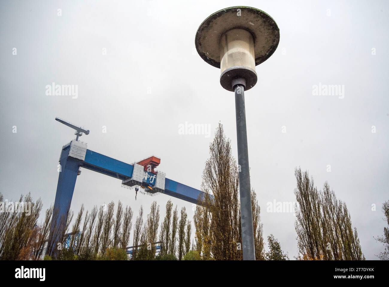 Rostock, Germany. 15th Nov, 2023. View of the gantry crane from the ...