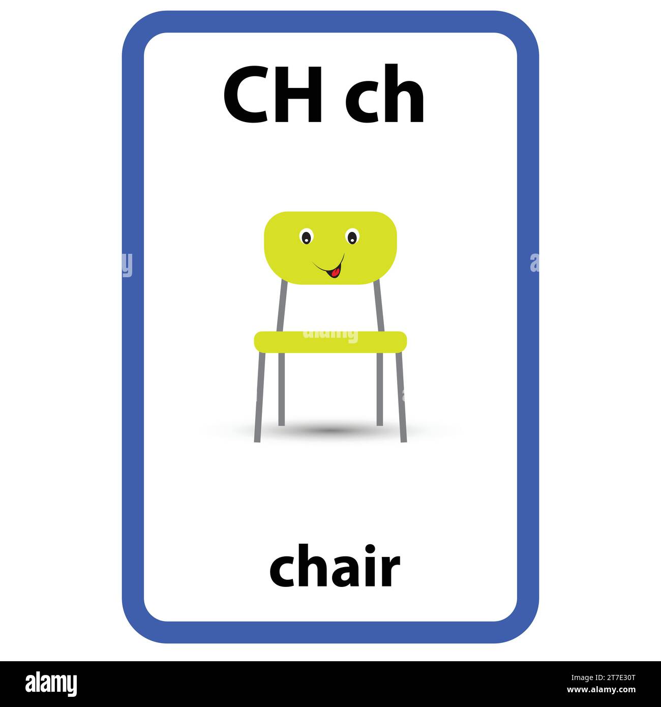 Alphabet flashcard for children with the sound ch from chair Stock ...